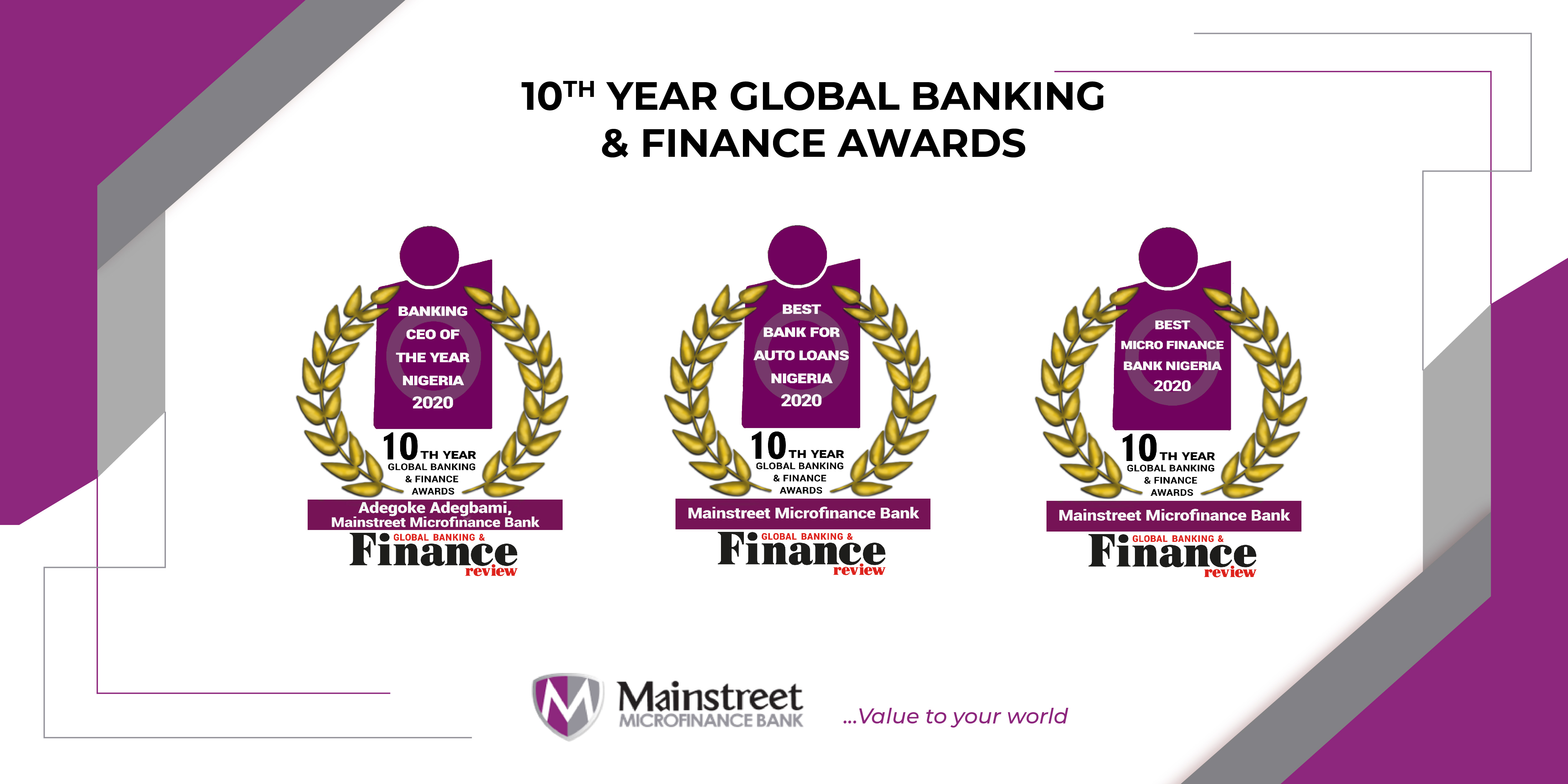 MAINSTREET MFB ANNOUNCED WINNER OF 3 TITLES AT THE 10TH GLOBAL BANKING ...